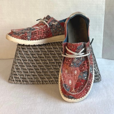 Hey Dude Wendy Patch Geo Flower Slip on Casual Canvas Shoes Size 8 | eBay