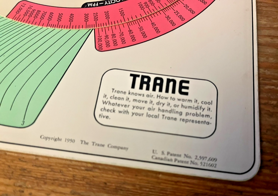 Trane Ductulator 1960 Duct Sizing Calculator English SI Metric AC ...