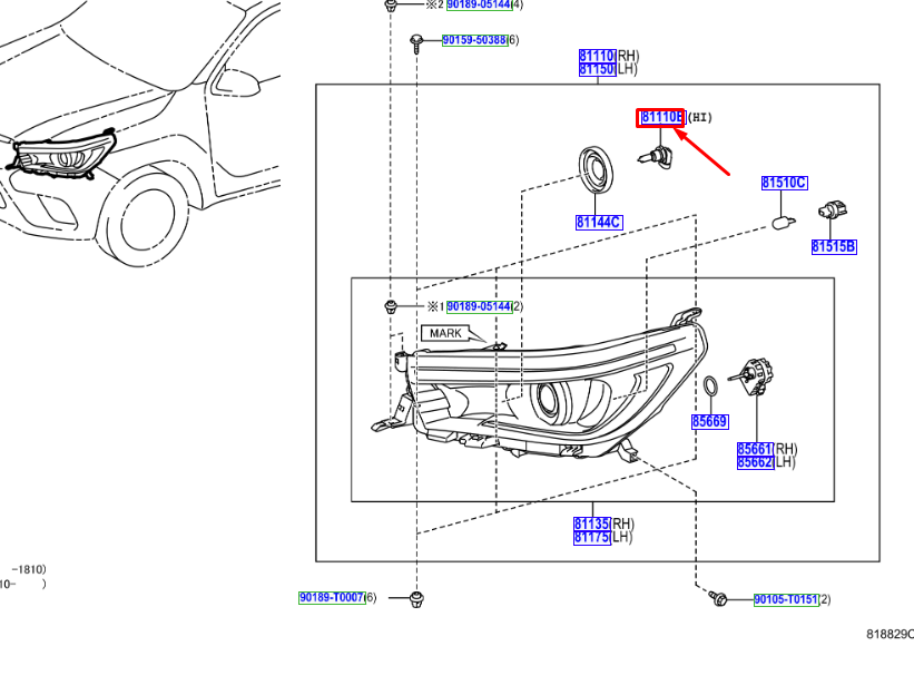 TOYOTA HILUX MK8 Headlamp Bulb 9098113058 NEW GENUINE | eBay UK