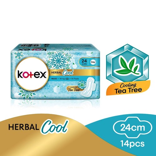 KOTEX Maxi Day Wing Herbal Cool 24cm 14 pads with Cooling Tea Tree | eBay
