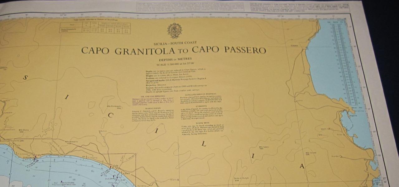 Admiralty Charts Map #2123 Capo Granitola to Capo Passero, 1996 ed. | eBay