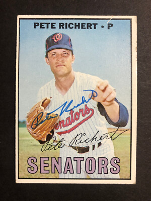 Pete Richert Senators Signed 1967 Topps Baseball Card High #590 Auto ...