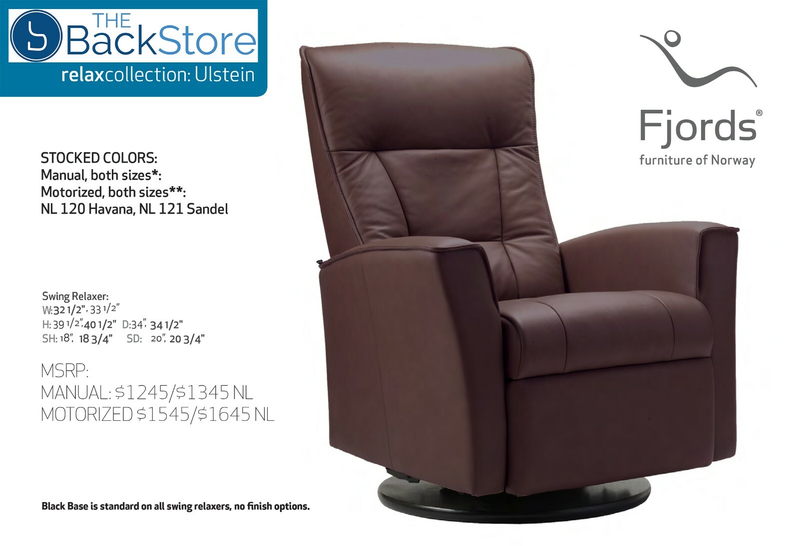 Large Fjords Ulstein Zero Gravity Power Recliner Chair Nordic NL Sandal ...