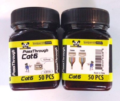 Cat6 Passthrough Connector Gold Plated 2 x 50 pcs Tool Panda Total 100 ...