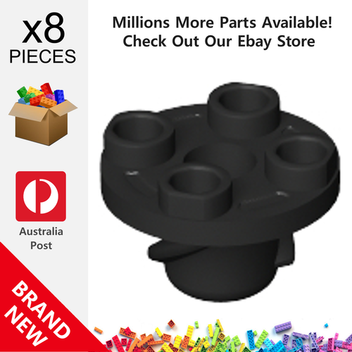 8x Genuine LEGO™ Black Round 2 x 2 Thin with Rotation Plates Plate ...