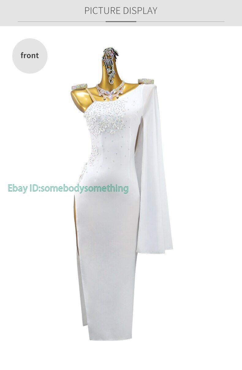 White Latin Dance Dress Women's Ballroom Costume Practice Clothes Hot ...