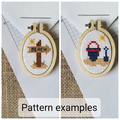 Counted Cross Stitch Beach Sign and Sand Pail Minis 2 Patterns | eBay