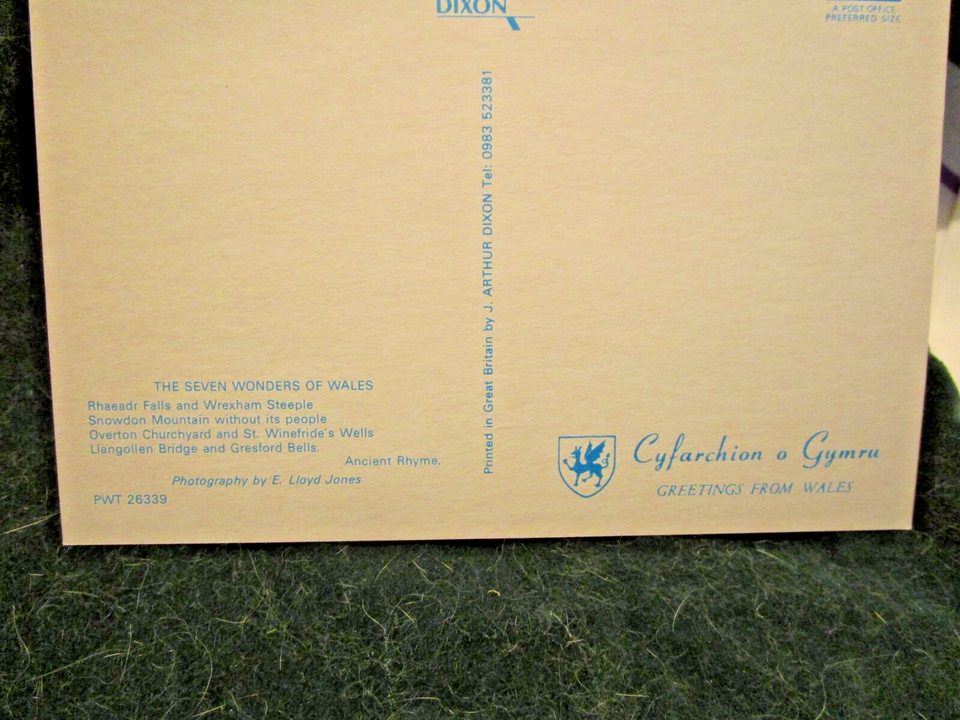 Rhaeadr Falls and Wrexham Steeple, The Seven Wonders of Wales Postcard ...