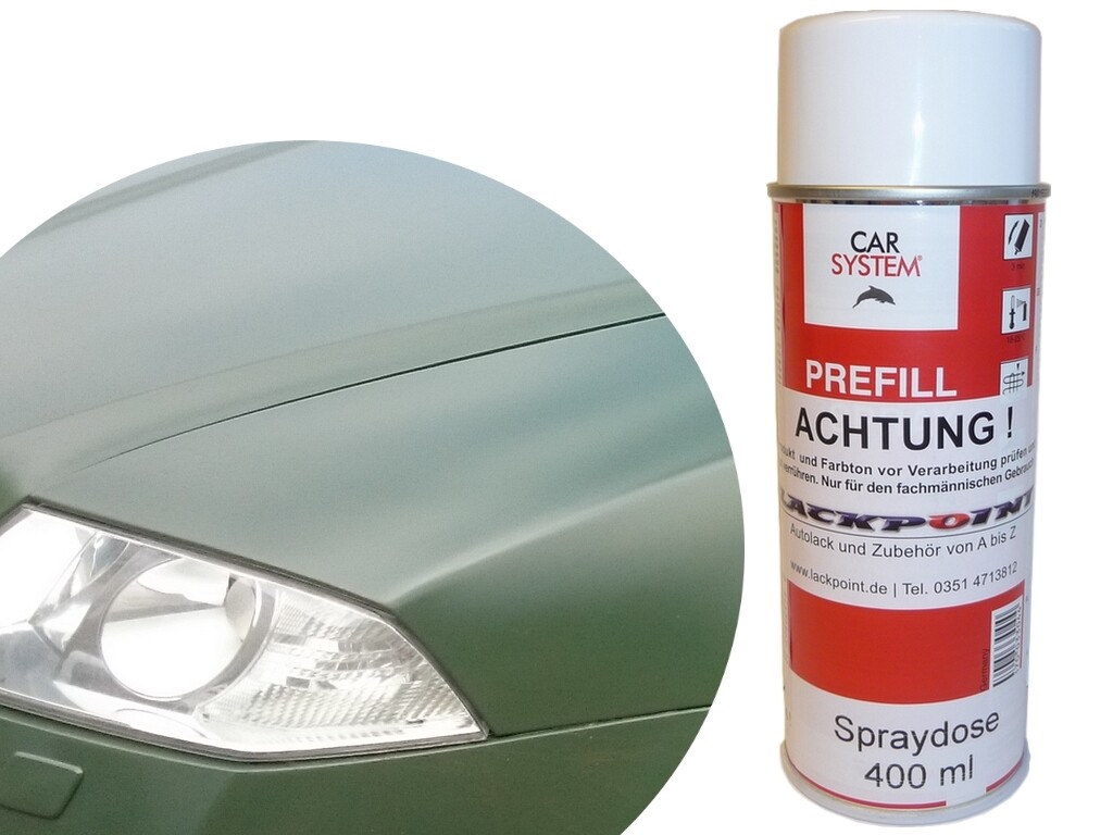 1x Spraydose 400ml 1K Autolack RAL 6031 Grün Matt kein Klarlack ...