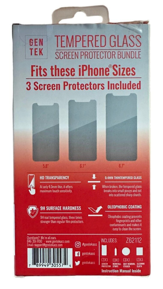 Gentek Tempered Glass Screen Protector Compatible with Iphone XS, X, 11 ...