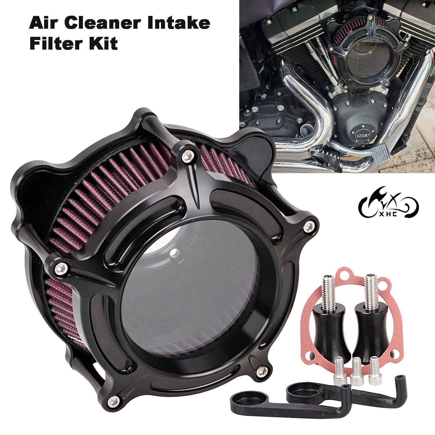Air Cleaner Red Intake Filter Kit For Harley Electra Road Glide Softail ...