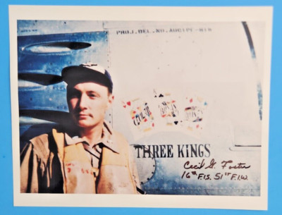 Cecil Foster Signed color photo 8x10" Korean War Fighter Ace Pilot F-86 ...