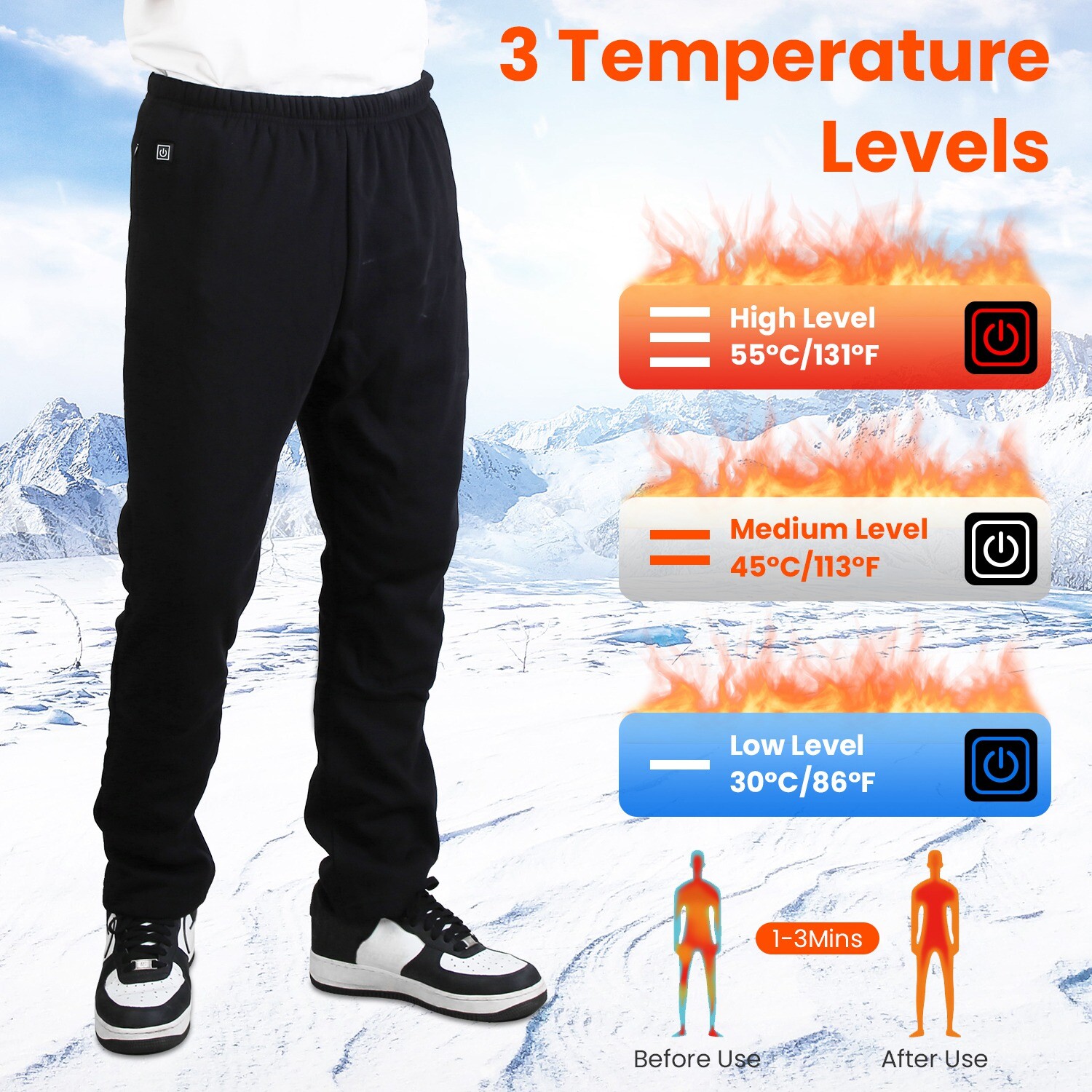Men Women Heated Pants Winter Warm Electric USB Pants Thermal Heating ...