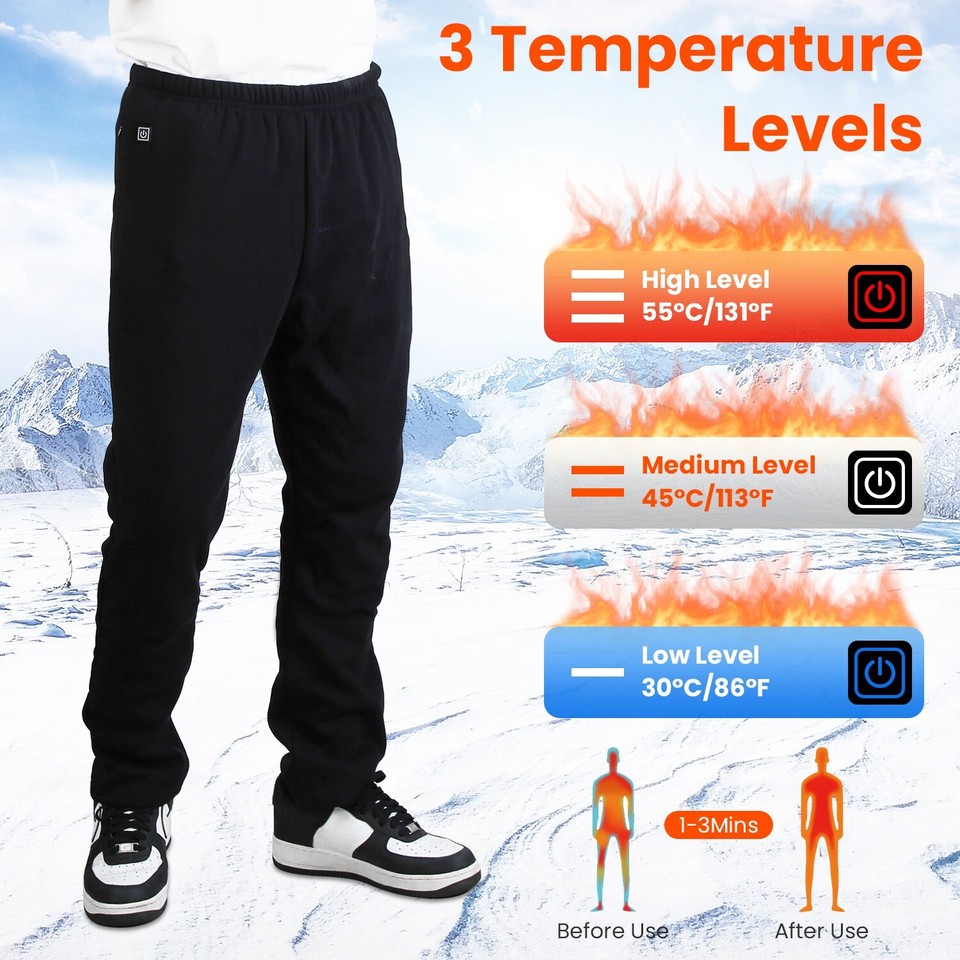 Men Women Heated Pants Winter Warm Electric USB Pants Thermal Heating ...
