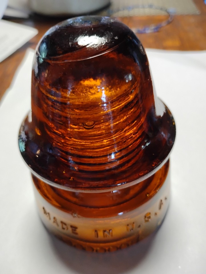Hemingray 19 glass insulator. amber root beer . Made in USA | eBay