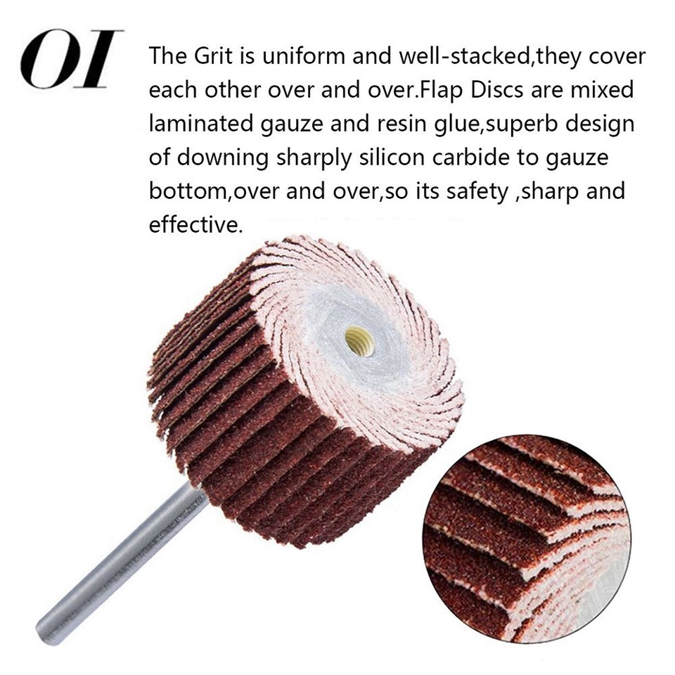 10pcs/kit Flap Polishing Wheel With Mandrel Woodworking Abrasive Tool ...