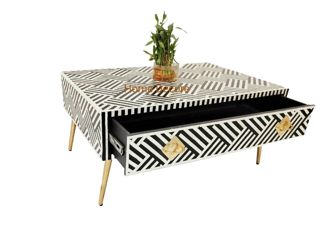White Bone Inlay Furniture Bone Inlay Square Side Table Silver