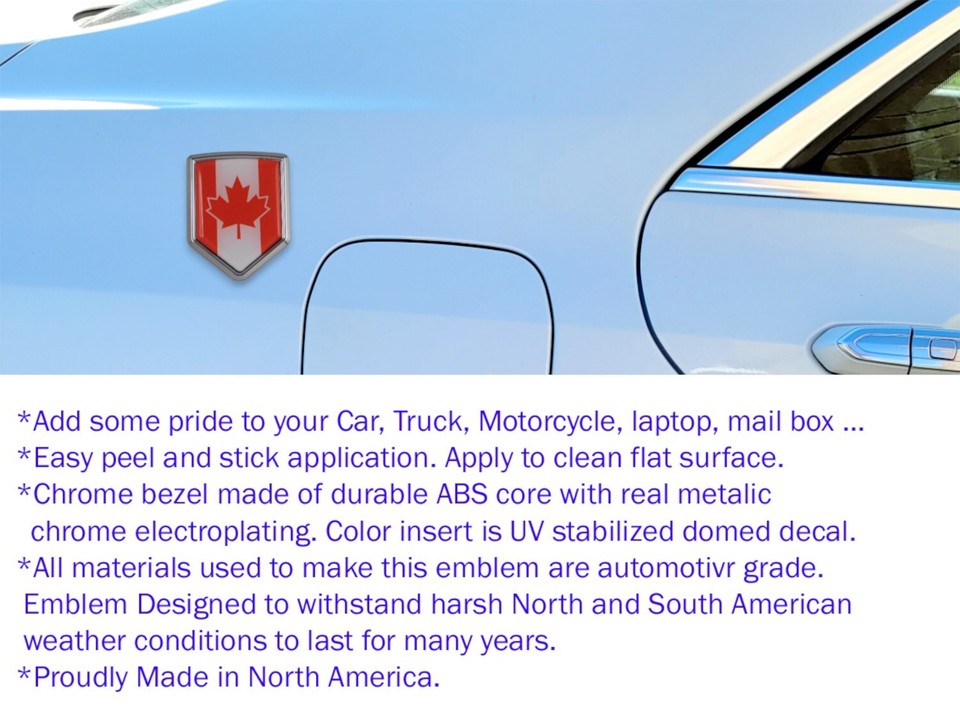 Canada Flag Canadian Emblem Chrome Car Decal Sticker 3D Badge Hood ...