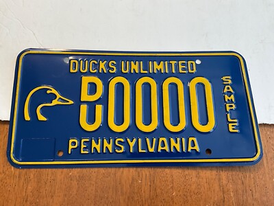 Pennsylvania Ducks Unlimited SAMPLE License Plate Tag DU 0000 Duck | eBay