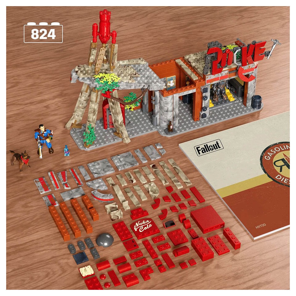 MEGA Fallout Red Rocket Truck Stop Building Blocks Brick Set 824pcs ...