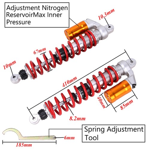 STAGE 3 ADJUSTABLE FRONT AIR SHOCKS ABSORBER SET FOR YAMAHA RAPTOR 660R ...