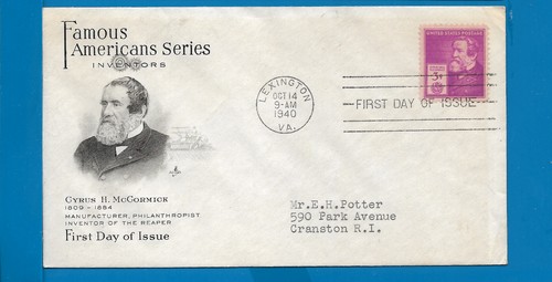 Scott 891 Cyrus McCormick Oct 14, 1940 Anderson BOXA | eBay