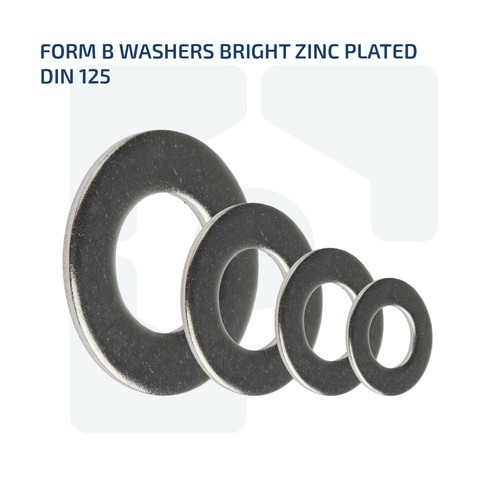 FORM B WASHER THIN FLAT BZP WASHERS DIN 125 M5 M6 M8 M10 M12 M14 M16 ...