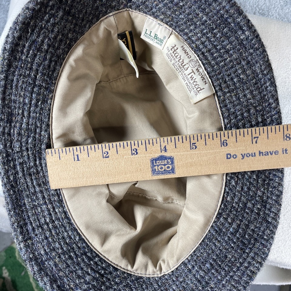 VTG Harris Tweed LL Bean bucket hat Men Large Gray Waterproof 100 % ...