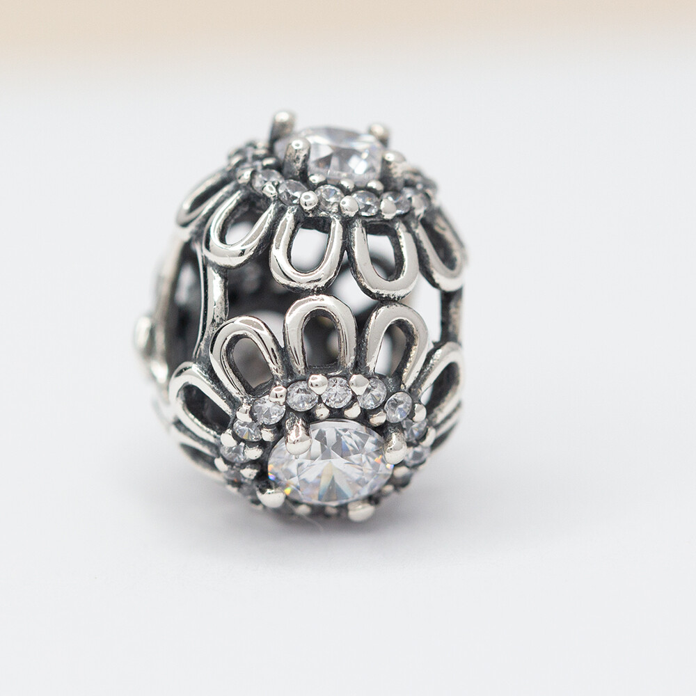 New Authentic Pandora Charm Floral Brilliance Sterling Silver Bead ...