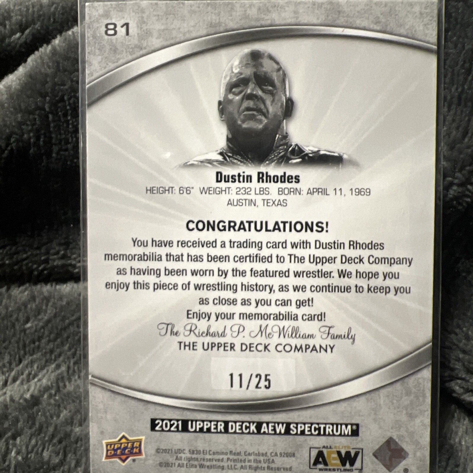 2021 Upper Deck AEW Spectrum - Memorabilia #81 Dustin Rhodes (MEM) | eBay