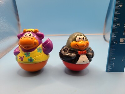 Lot Of 2 Playskool Weeble Wobbles PURPLE COW / PENGUIN Figures | eBay