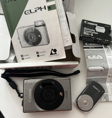 Vintage Canon IXUS ELPH Camera With Box, Remote, Leather Case & Manual ...