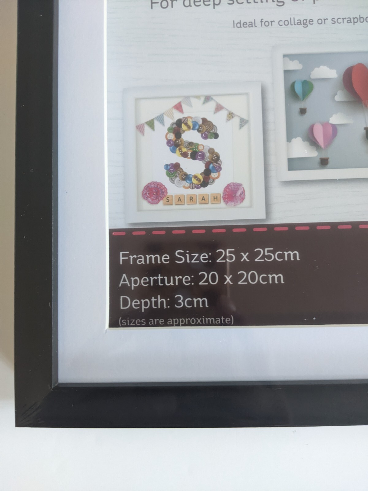 Hobbycraft Shadow Box Frame 25x25cm Black; Arts; Crafts; Deep Setting ...