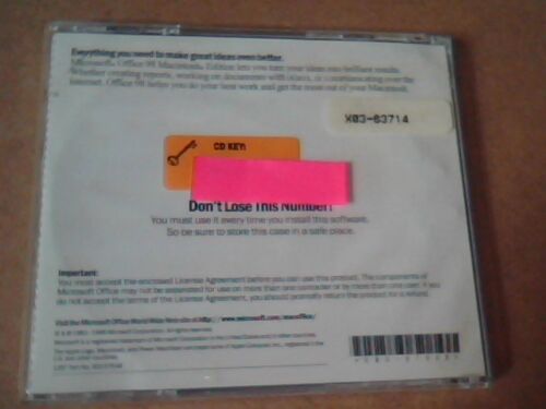 Microsoft Office 98 : Macintosh Edition : with CD Key and in Original ...