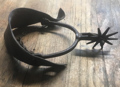 ANTIQUE HAND FORGED/CRAFTED WESTERN AMERICANA COWBOY SPUR 1800's 10-PT ...