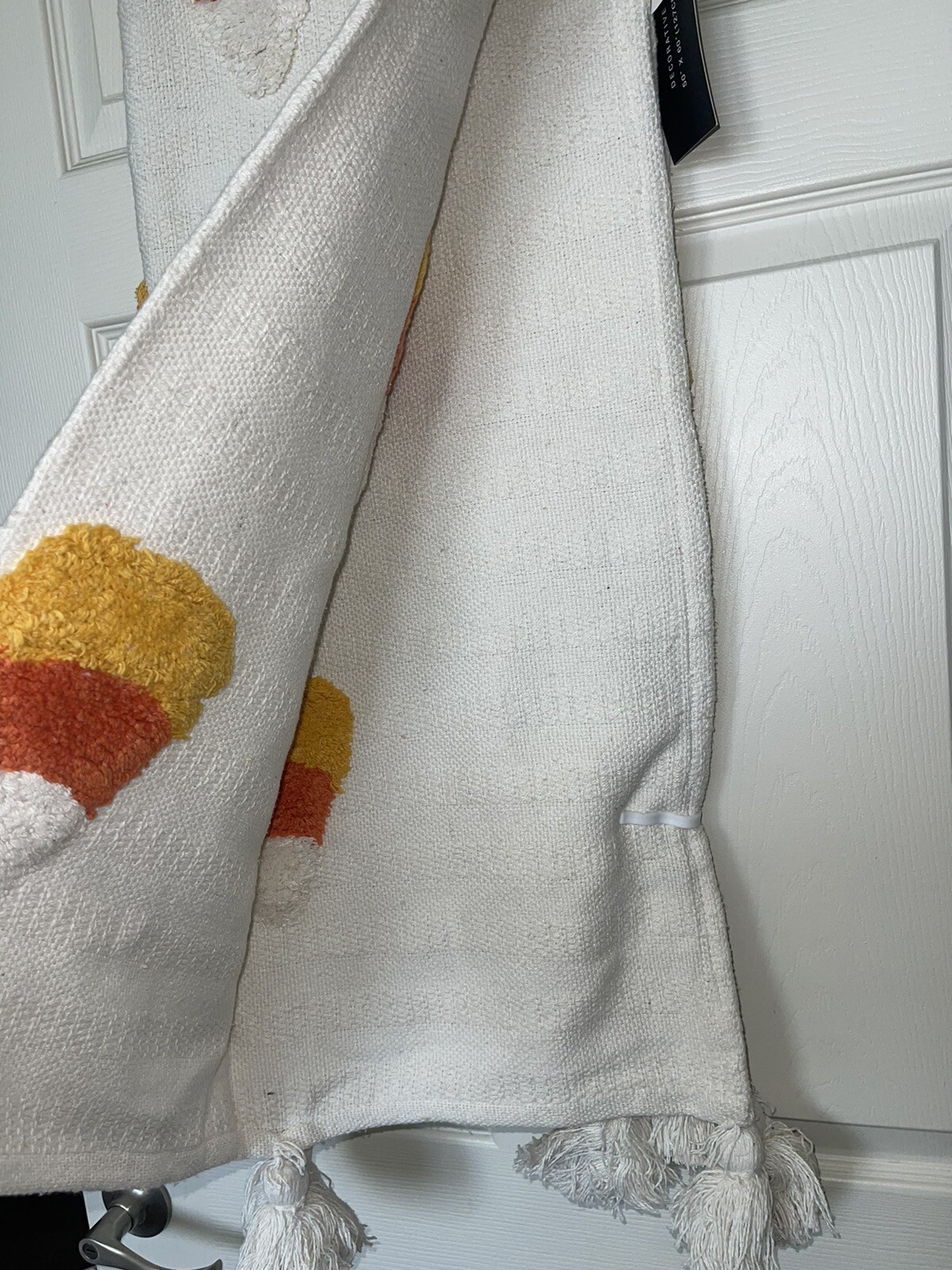 Rachel Zoe Throw Blanket 50 x 60 Off White W/ Tri Color Candy Corn VHTF ...