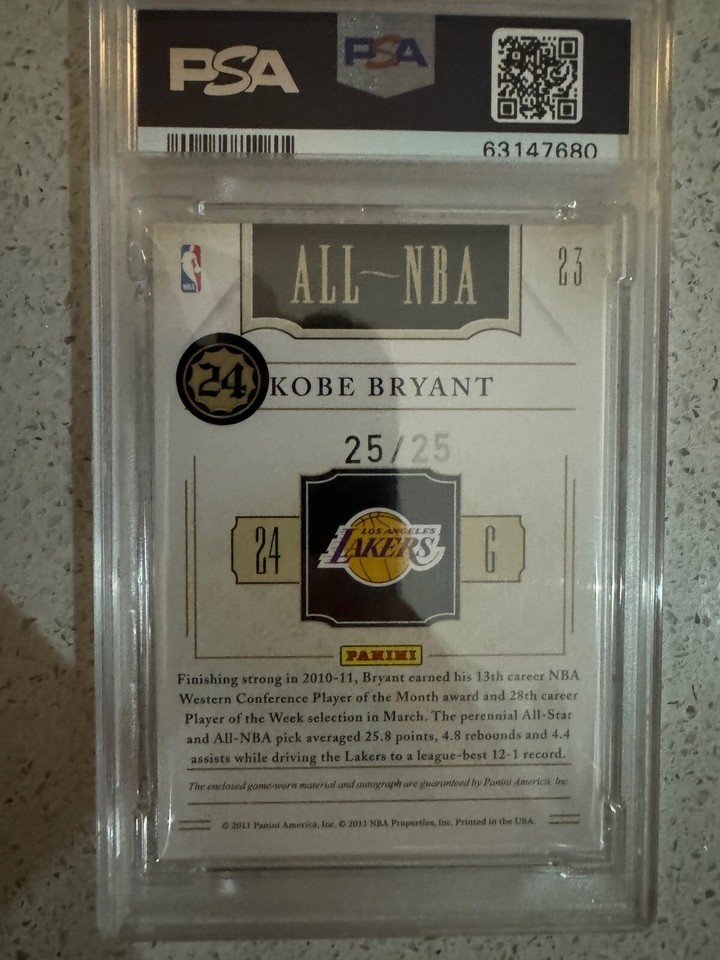 2010 Playoff National Treasure All Nba Auto Patch Kobe Bryant /25 Last ...