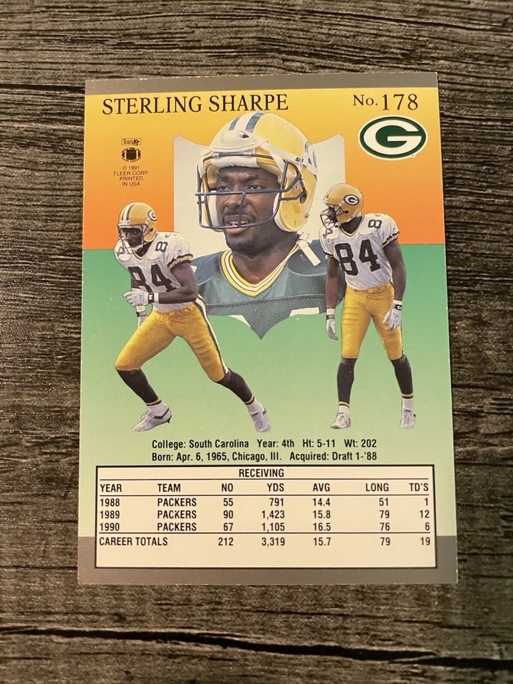 Sterling Sharpe #178 Fleer Ultra 1991 All-Pro Green Bay Packers / South ...