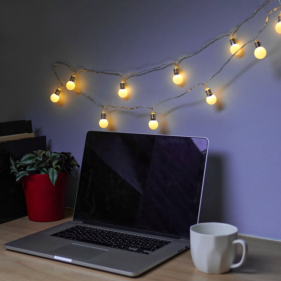 1.5m Mini Festoon Style Battery LED Clear Cable Bedroom Fairy String ...