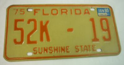 1975 Florida License Plate 52K-19 Baker County Ambulance 24H008 | eBay