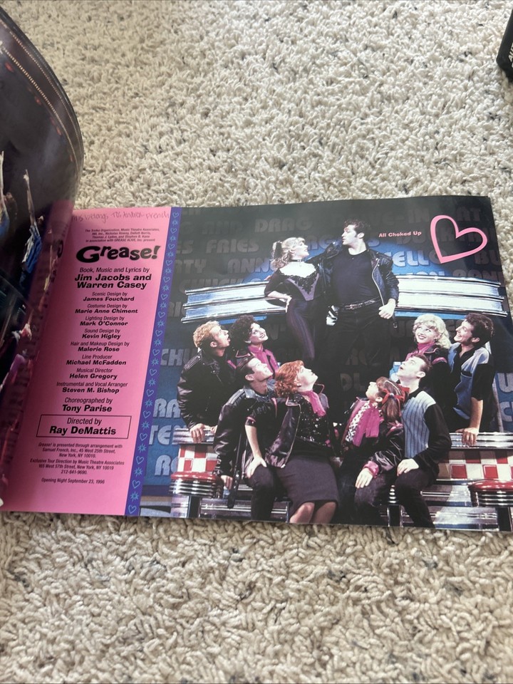 Grease Book Play Musical Ticket Pamphlet October 6, 1998 | eBay