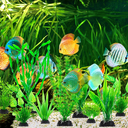 28Pcs Artificial Aquarium Plants, Green Fish Tank Decorations, Fish ...