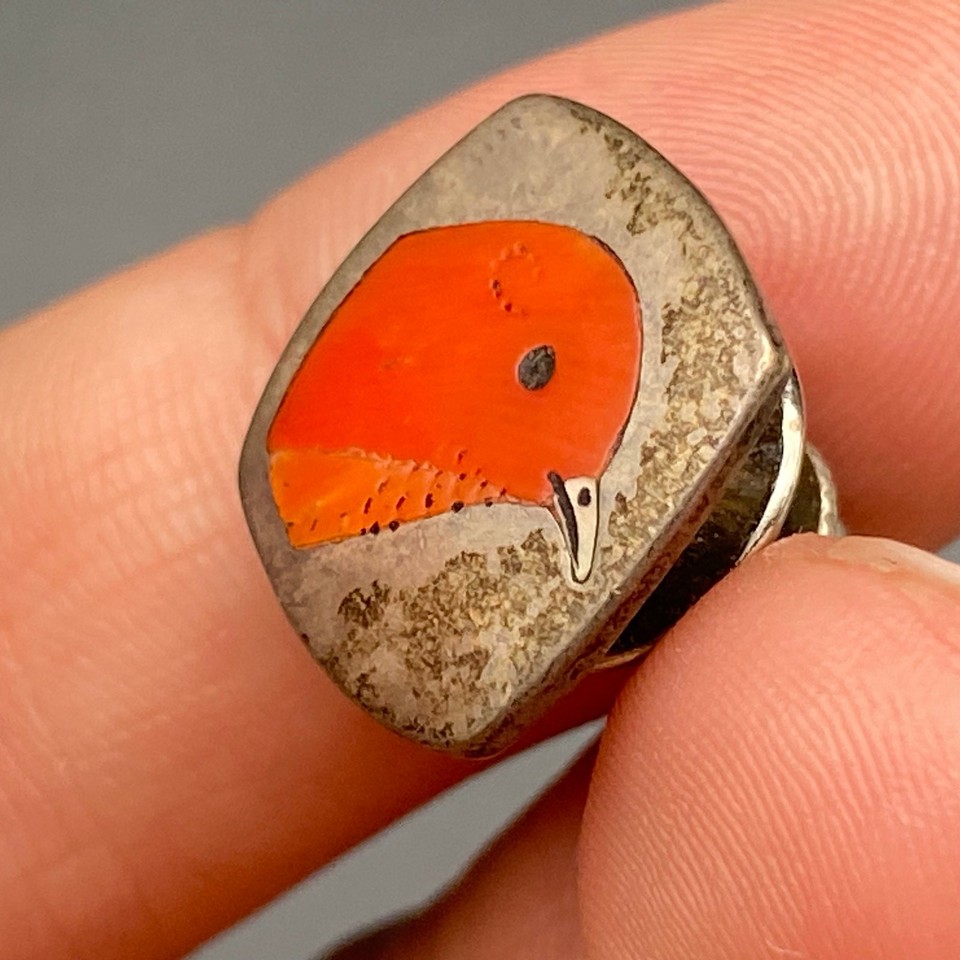 Petite Vintage Zuni Harlan Coonsis Rolanda Haloo Coral Red Bird Silver ...