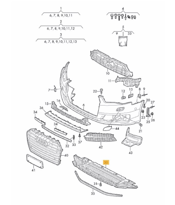 NEW GENUINE AUDI A6 C7 15-18 FRONT BUMPER LOWER CLOSING ELEMENT ...