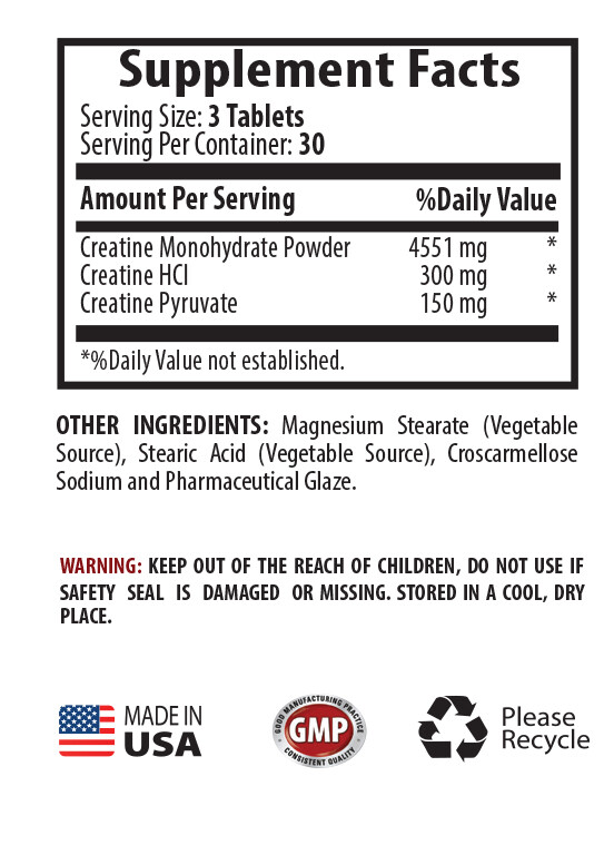 Extreme Muscle Growth - CREATINE TRI-PHASE 3X 5000mg - Womens ...