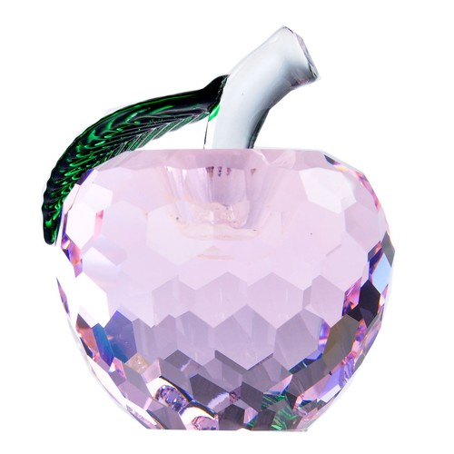 3D Apple Figurine Faceted Crystal Glass Paperweight Wedding Gift Decor ...