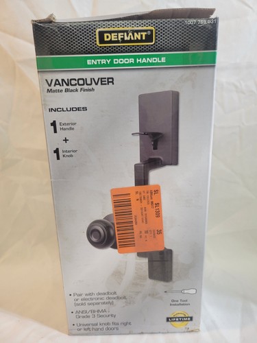 New DEFIANT Vancouver Matte Black Entrance Front Door Handle Set ...