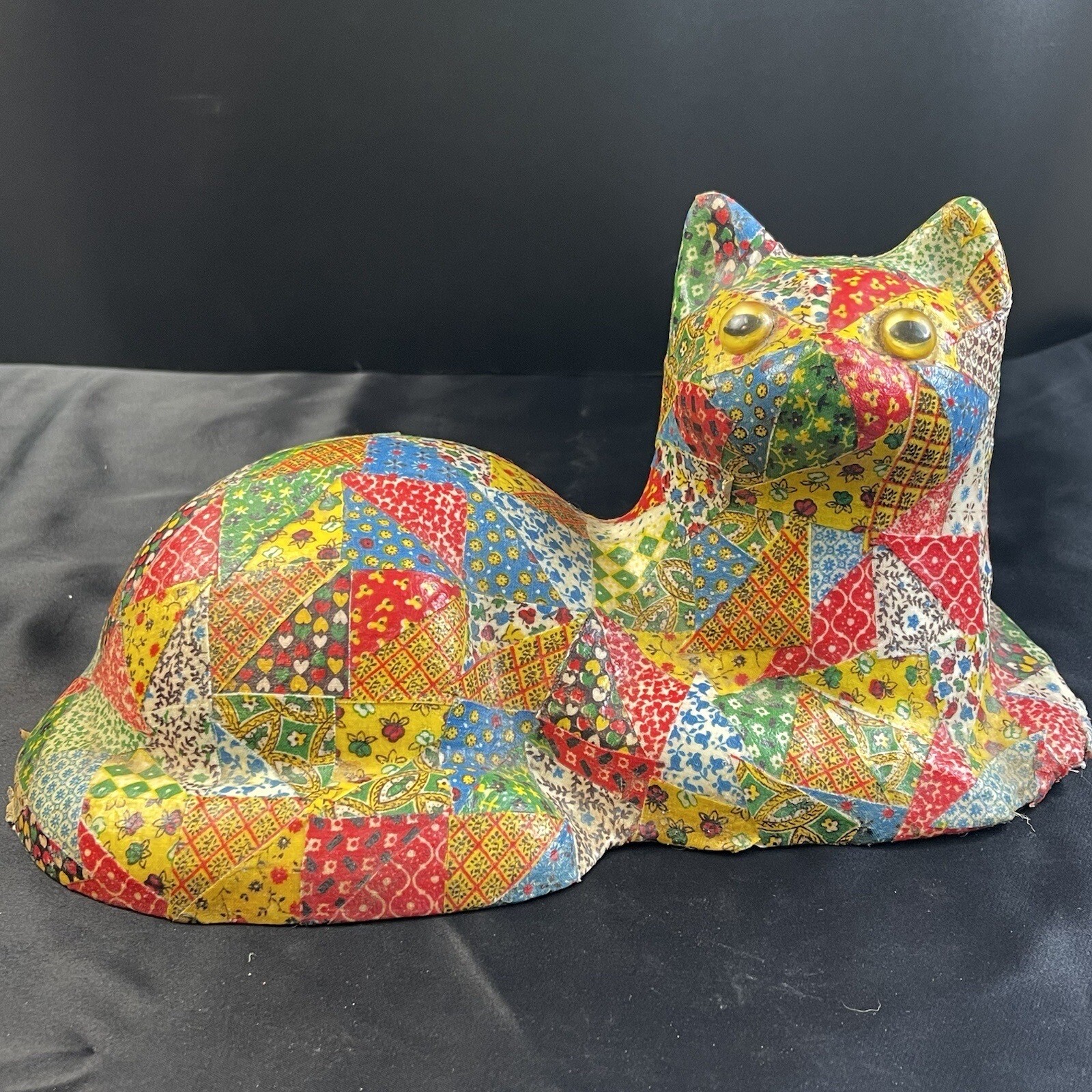 Vintage Doorstop Calico Cat Decoupage Patchwork Quilt Heavy 5 Lb ...