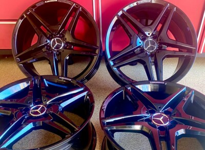 19 INCH MERCEDES BLACK RIMS WHEELS SET4 NEW 19/8.5 FITS C300 C250 C350 ...