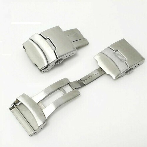 Double Buckle Stainless Steel 18 20 22 24 Push Button Deployant Watch ...
